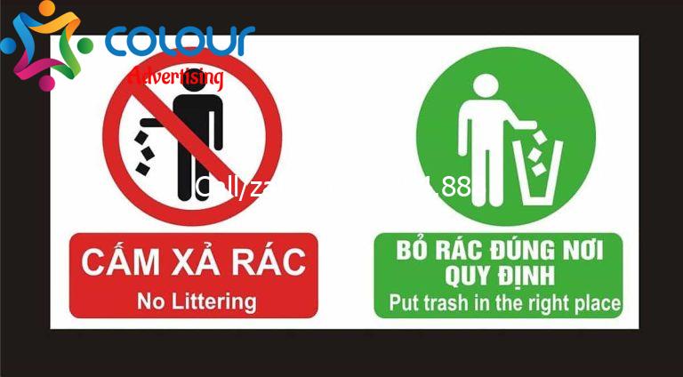 Biển báo cấm xả rác bừa bãi giữ gìn vệ sinh chung đẹp giá rẻ